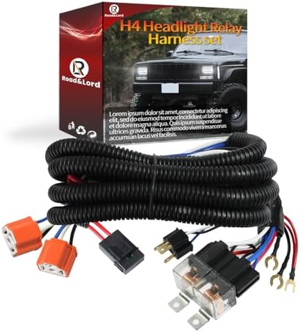RoadandLord H4 Headlight Relay Wiring Harness - H4 9003 Relay Harness ...