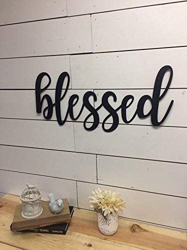Amazon.com: Blessed Wood Sign-Wood Wall Art-Blessed Sign-Metal Blessed ...