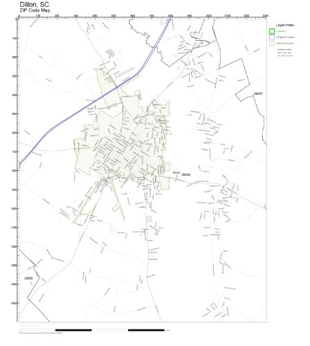 ZIP Code Wall Map of Dillon, SC ZIP Code Map Not Laminated: Amazon.com ...