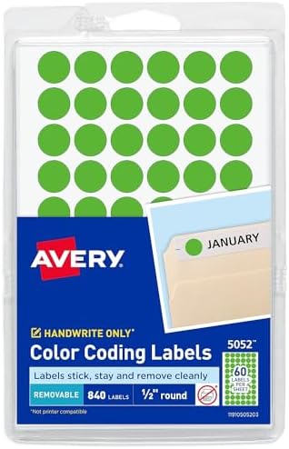 Amazon.com : Avery 05052 Handwrite Only Removable Round Color-Coding ...