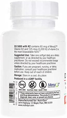 D3 5000 con cápsulas blandas K2 60 Nutri-Dyn – Yaxa Colombia