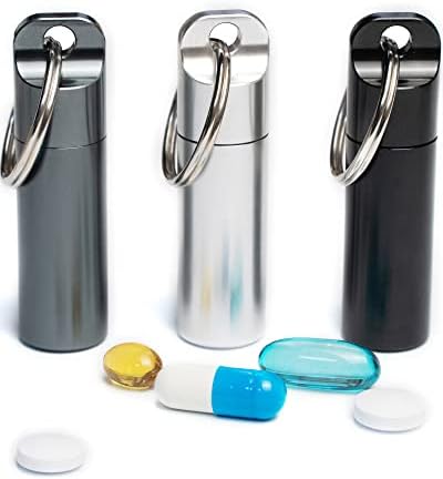 Amazon.com: KITSTON Titanium Keychain Pill Holder Medicine Container ...