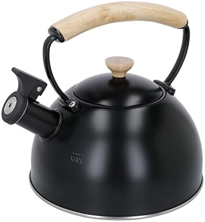 La Cafetière LCWHKETBLK Black Whistling Kettle with Wooden Handle, 1.6L ...