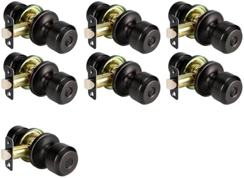 goldenwarm 6 Pack Round Bronze Door Knobs Interior, 1 Pack Round Bronze Passage Door Knob ...