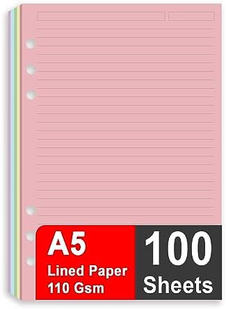 Amazon.com : BiSiViO A5 Colorful Refill Paper, 5 Pack [5 Colors 150 ...