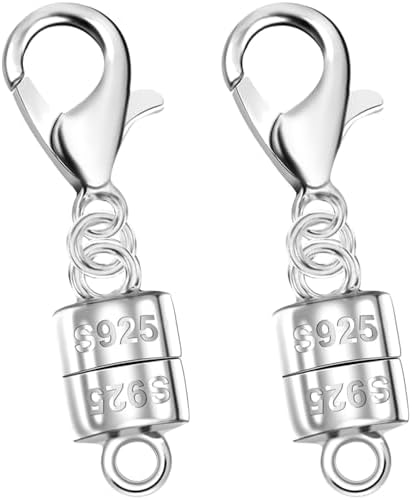 Amazon.com: Oilzorr 925 Sterling Silver Magnetic Necklace Clasps ...
