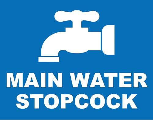 Main Water Stopcock Blue Sign Notice Sticker Sign Self Adhesive Gloss ...