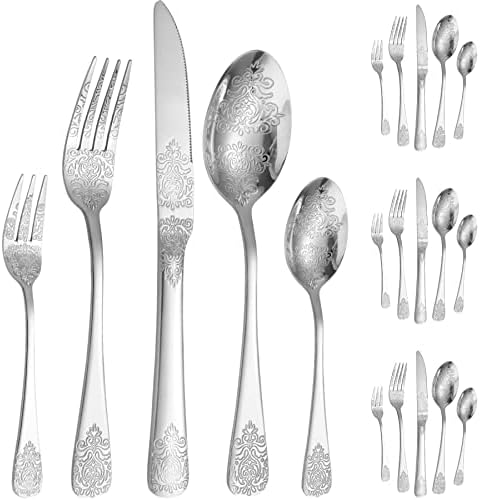 Amazon.com: Vilihkc 20 piece Unique Pattern Design Silverware Set ...