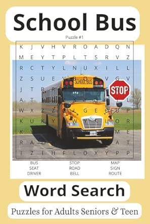 School Bus Word Search Puzzle Book: Word Searches with Easy to Read ...