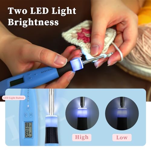 INMAKER Light up Crochet Hooks Set, 18in1 Counting Crochet Hook Set ...