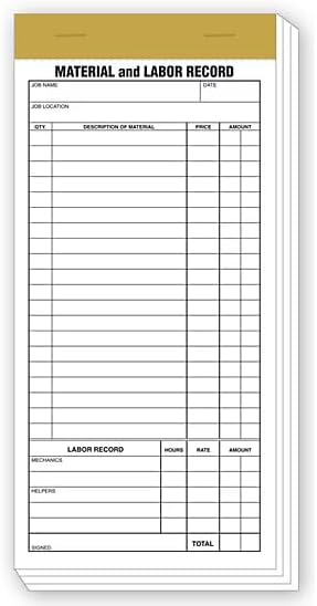 Amazon.com : ABC Compact Material and Labor Records Book, Construction ...