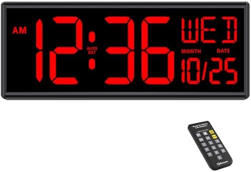 Amazon.com: Ivation Big Oversized Digital Blue LED Calendar Clock with ...