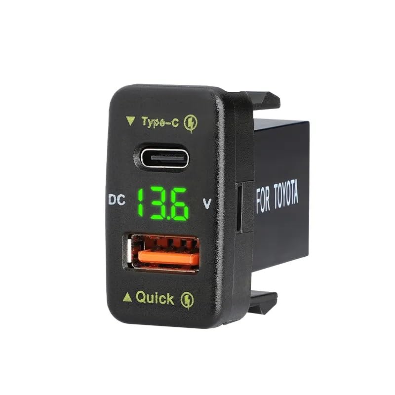 Amazon | トヨタBタイプ スイッチホール USB充電器 22mm×40mm TypeC PD＋TypeA QC3.0対応 (グリーン ...