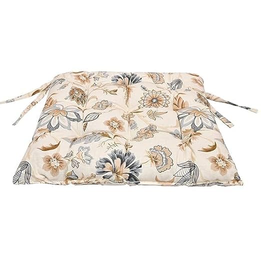 H Homes Decorative Chair Pads 40x40 cm | White Floral Print | Cotton ...