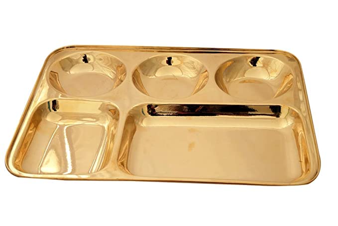 Buy AIR SALES Brass 5In1 Three Compartment Divided Dinner Plate ...