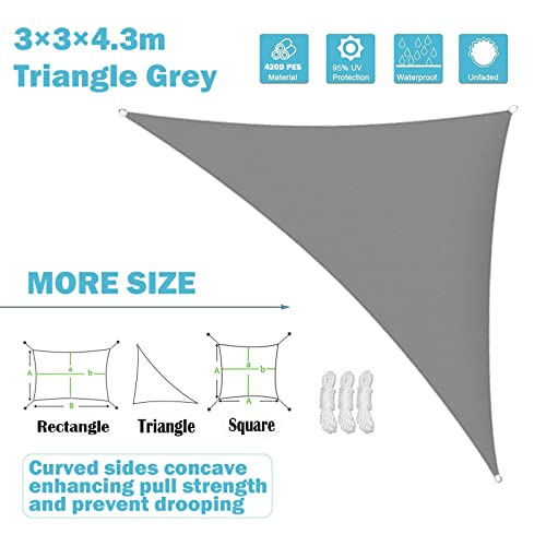 Sunal Triangle Sun Shade Sails 334.3m, Waterproof Shade Sail for Garden ...