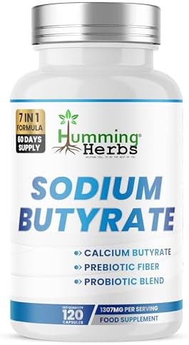 Humming Herbs Sodium Butyrate Supplement 120 caps with Calcium Butyrate ...