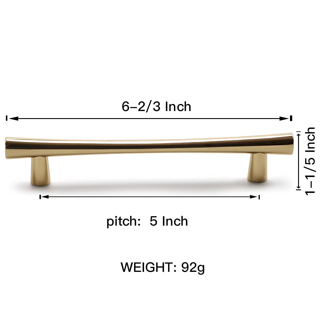 YAGU 10 Pack Bright Gold Solid Cabinet Pulls, 5 Inch Hole Center ...