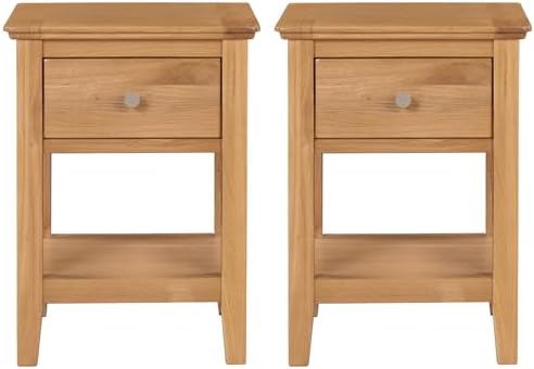 Hallowood Furniture Waverly Oak Lamp Table with Shelf, Solid Wooden ...