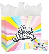 Amazon.com: 13" Large Happy Birthday Gift Bag with Card and Tissue ...