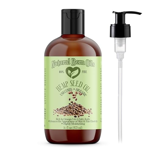 Pure Born Oils Hemp Seed Oil, 16oz, Natural, Chilly-Pressed, Nutrient ...