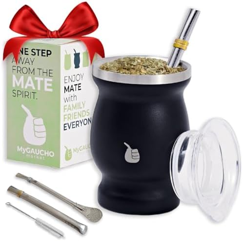 Amazon.com | GAUCHO-MARKET Yerba Mate Cup Gourd Double-Wall Insulated ...