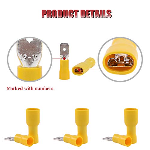 Snapklik.com : 100pcs 12-10 Gauge Fully Insulated Male Female Spade ...