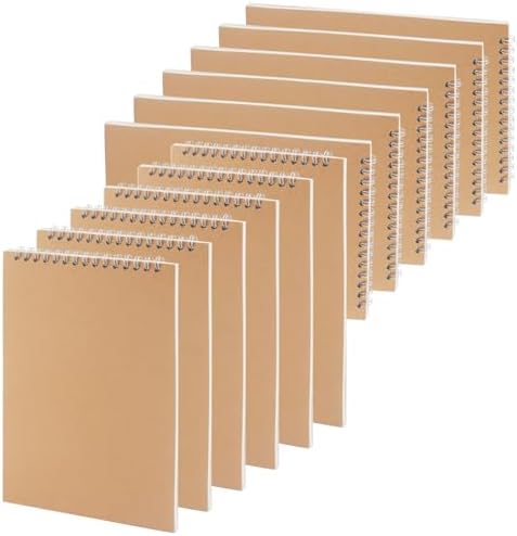 Amazon.com: HOZEON 12 PCS A5 Sketchbooks, Kraft Top Spiral Bound Pocket Sketchbooks, Blank Flip ...