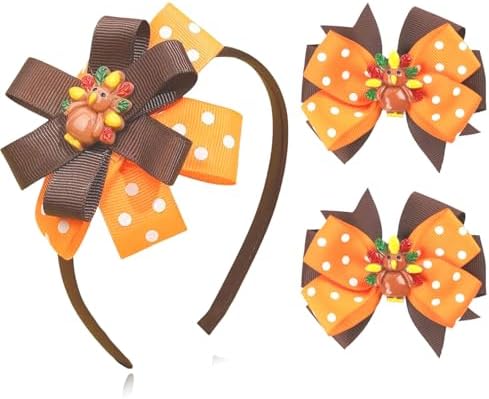 Amazon.com : Pvoiue 3Pcs Fall Thanksgiving Bows Headband for Women ...