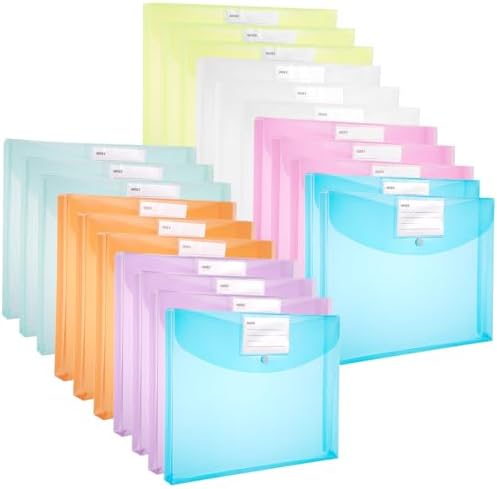 Plastic Wallets A4, 21 Pack Plastic File Folders A4 Document Folders ...