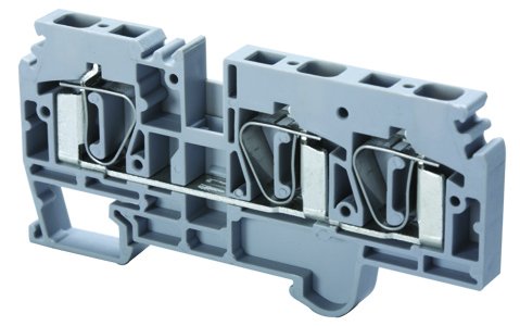 Terminal Block, Spring Clamp, 1in-2out, 22-8 AWG, Gray: Idc Electrical ...