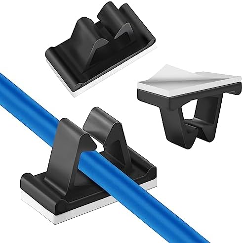 50 Pieces Cable Clips, Kcmell Black Cable Clips Self Adhesive Cable ...