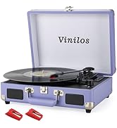 Amazon.com: Portable Retro Bluetooth Vinyl Record Player with Hi-Fi ...