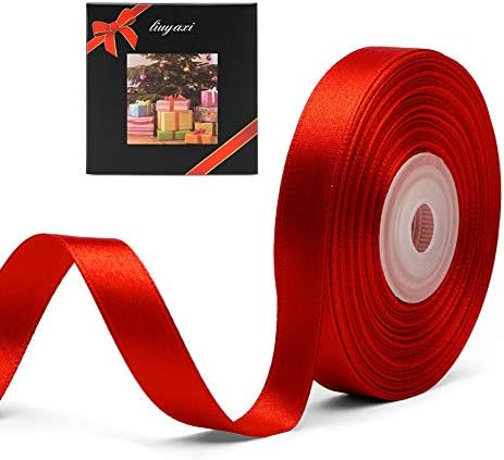 Amazon.com: YASEO Red Ribbon, Solid Color Double Faced Polyester Satin ...
