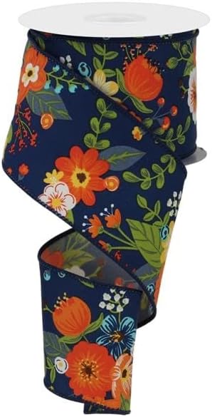 Amazon.com: Hying 2 Rolls Spring Flowers Ribbons for Wreath Bows, 2.5"× ...