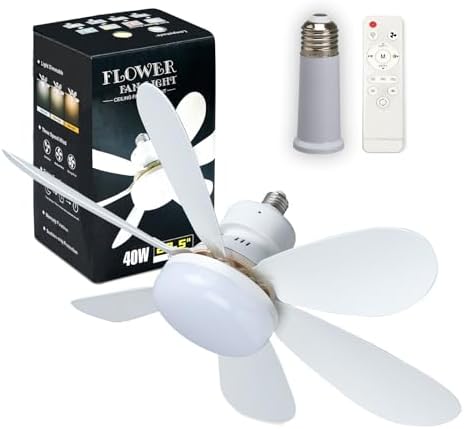 Amazon.com: Socket Ceiling Fans with Lights and Remote: Ceiling Fan ...