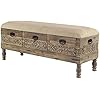 Amazon.com: Deco 79 Wood Floral Room Storage Bench Intricately Carved ...