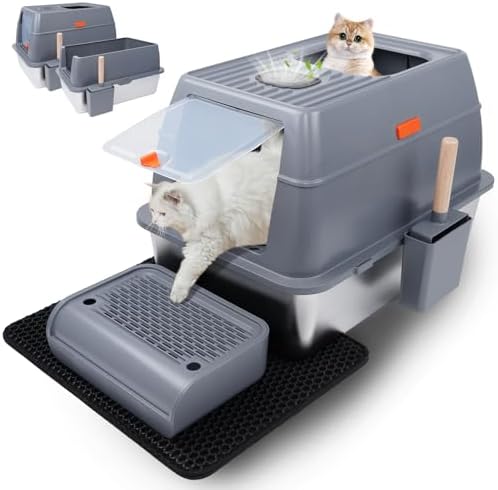 Amazon.com: Stainless Steel Litter Box with Lid, Metal Litter Box with ...