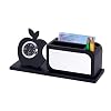 SHIVOM CRAFTS Black Wooden Desk Organizer with Clock, Wooden Pen Stand ...