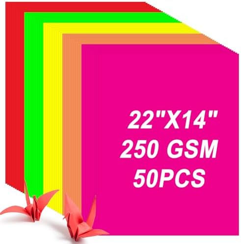 Amazon.com : Tenceur 50 Pieces Neon Poster Board 22" x 14" Neon ...