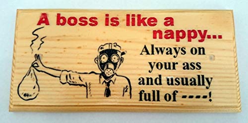 Funny Boss Sign, Rude Work Office Desk Plaque Offensive Gift : Amazon ...