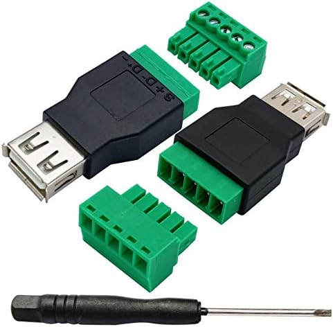 AAOTOKK USB 2.0 A Adapter Screw Terminal Block USB 2.0 A Female to 5 ...