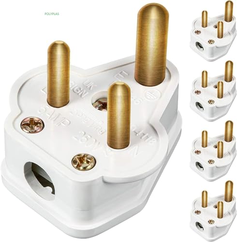 5 Amp Round Pin Plugs Mains Plug 3 Pin Lighting Plugs White Round 3 Pin ...