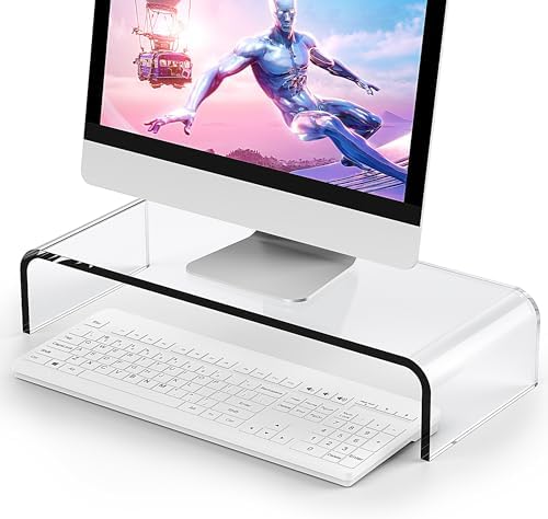 AboveTEK Premium Acrylic Monitor Stand, Large Size Monitor Riser/Clear ...