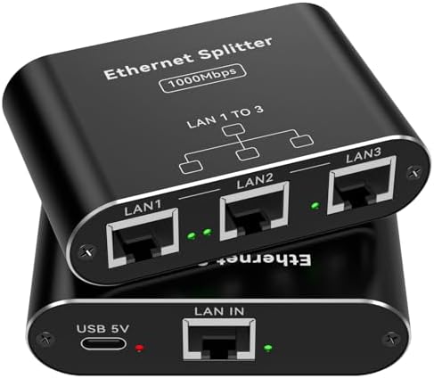 PVBCTCSID LAN Splitter 1 Auf 3 1000Mbps Netzwerk Switch Verteiler ...