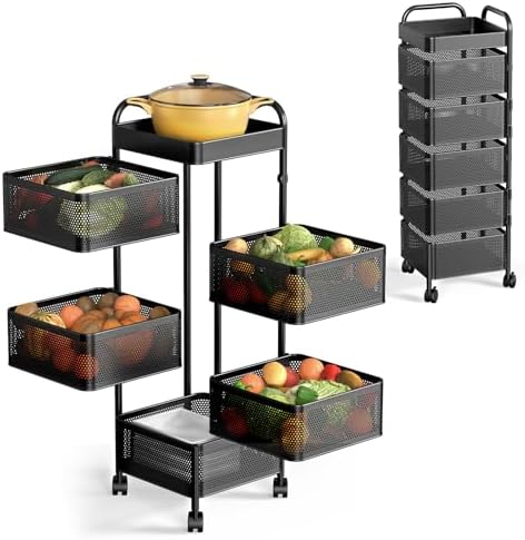 Warmiehomy Rotating Storage Rack 5 Tier Rectangular Vegetable Rack ...