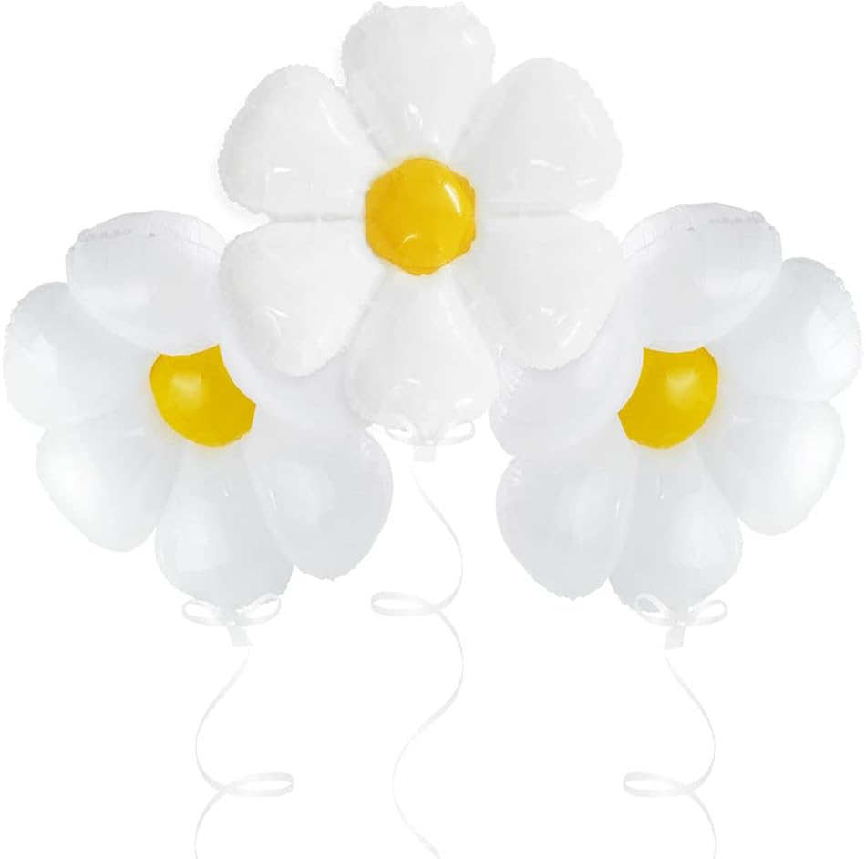 Amazon.com: Hugh 43''Daisy Balloons Aluminum Foil White Flower Balloons ...