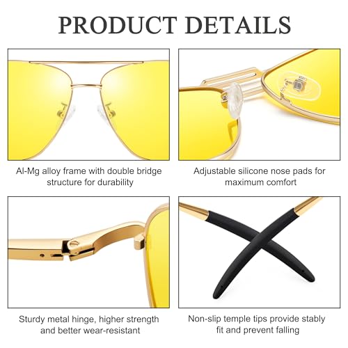 Snapklik.com : URUMQI Aviator Night Driving Glasses For Men