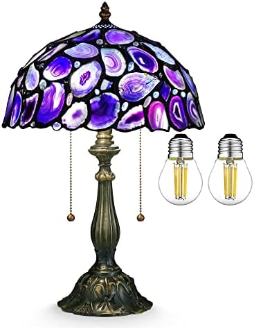 Tiffany Style Table Lamp Stained Glass Lamp Shade Purple Tulip Flower ...