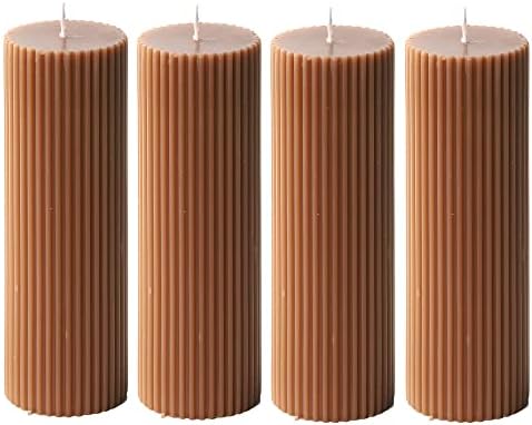 Amazon.com: LAWA Roman Tall Ribbed Pillar Candle - Scented Soy Wax ...